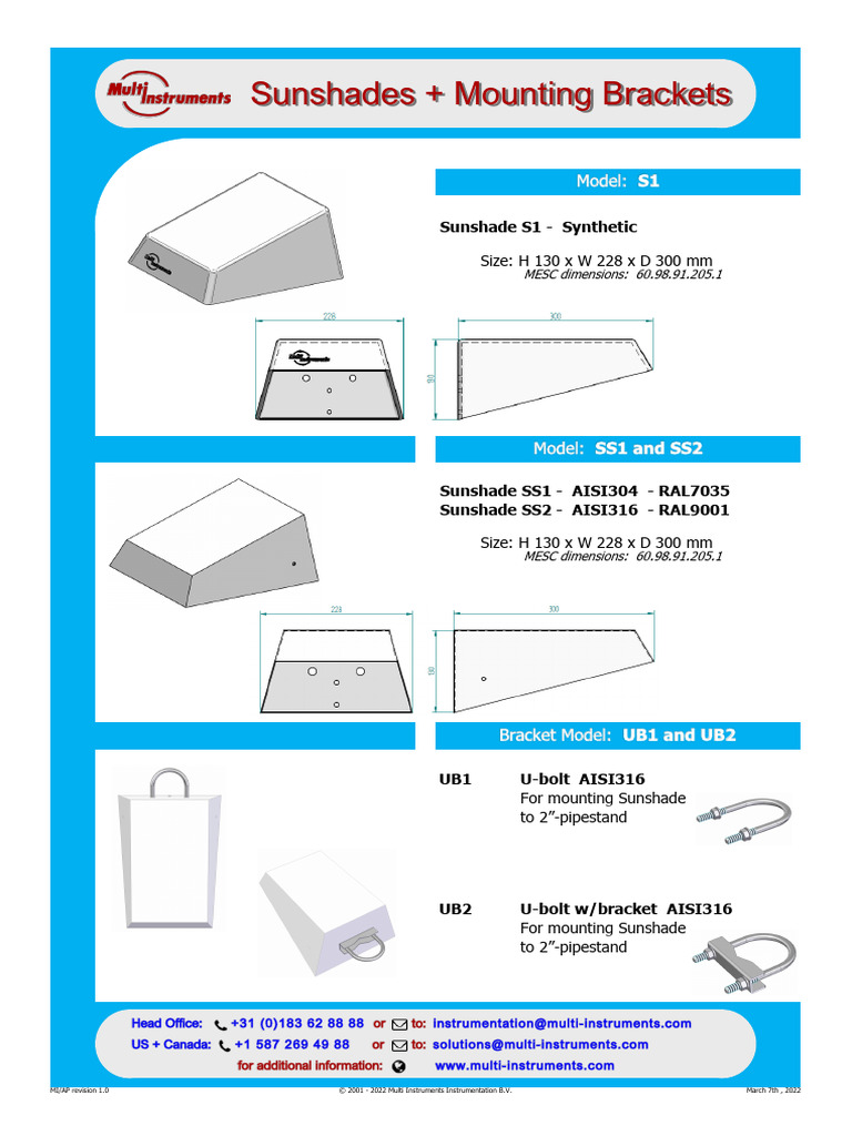Sunshades Mounting Brackets | PDF