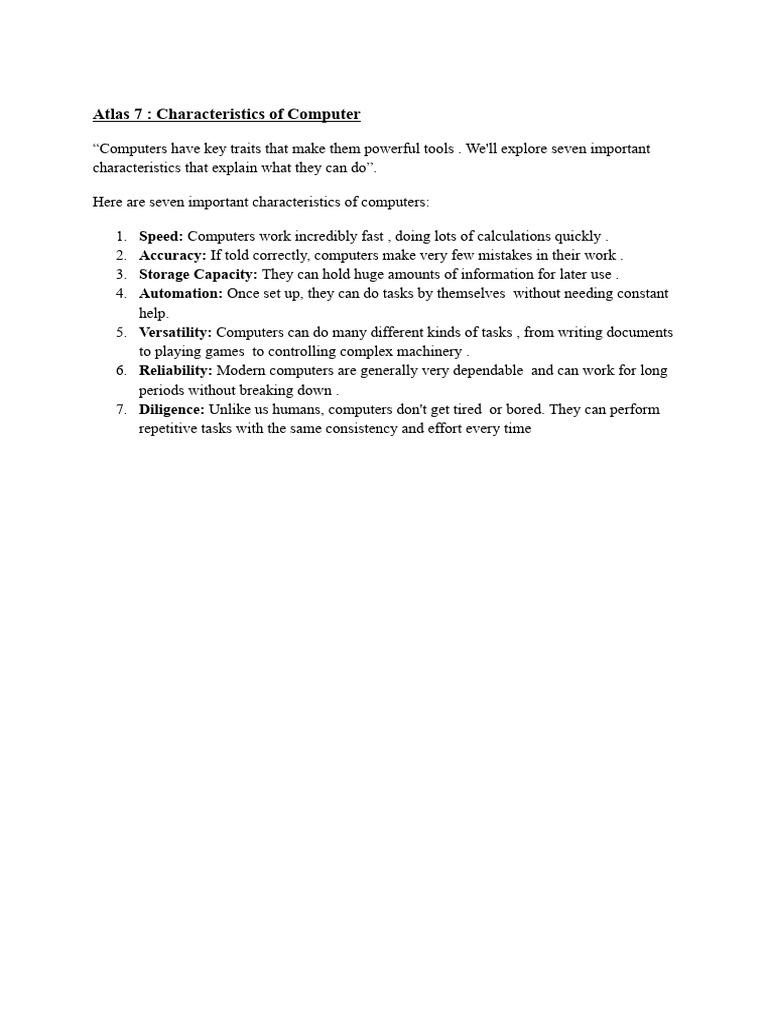 Atlas 7 - Characteristics of Computers | PDF