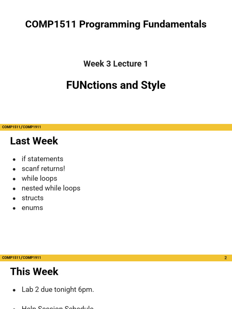 COMP1511 25T1 Week 3 Lecture 1 | PDF | Parameter (Computer Programming ...