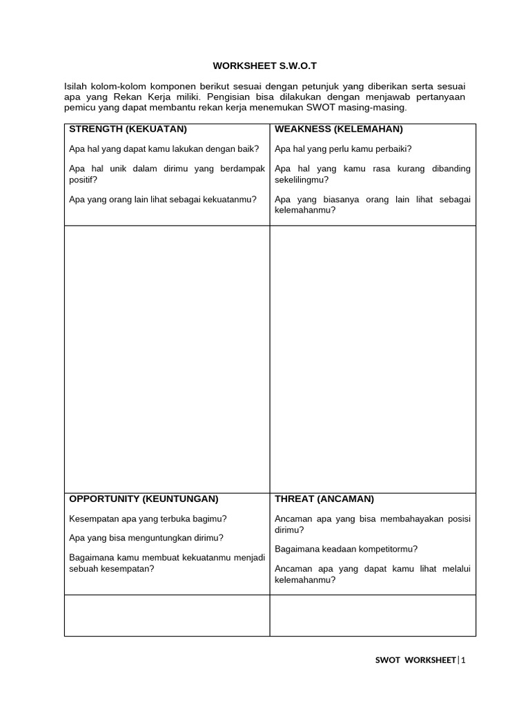 Swot Worksheet | PDF