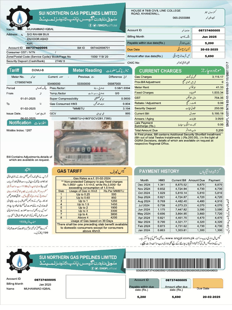 SNGPL - Web Bill | PDF