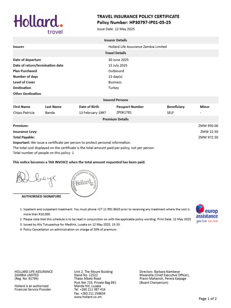 Policy-certificate (1) (2) | PDF | Life Insurance | Insurance