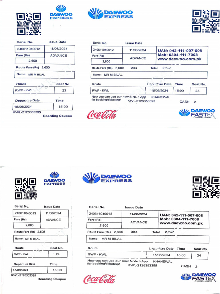 Daewoo Ticket | PDF