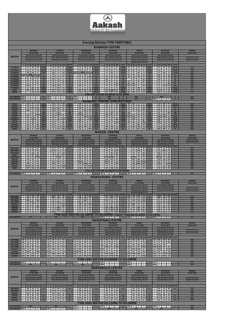 Evening Schedule Tym & Oym Timetable 19 May To 25 May 2025 | PDF