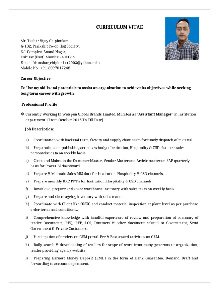 Naukri TusharVijayChiplunkar (13y 0m) | PDF | Insurance | Business