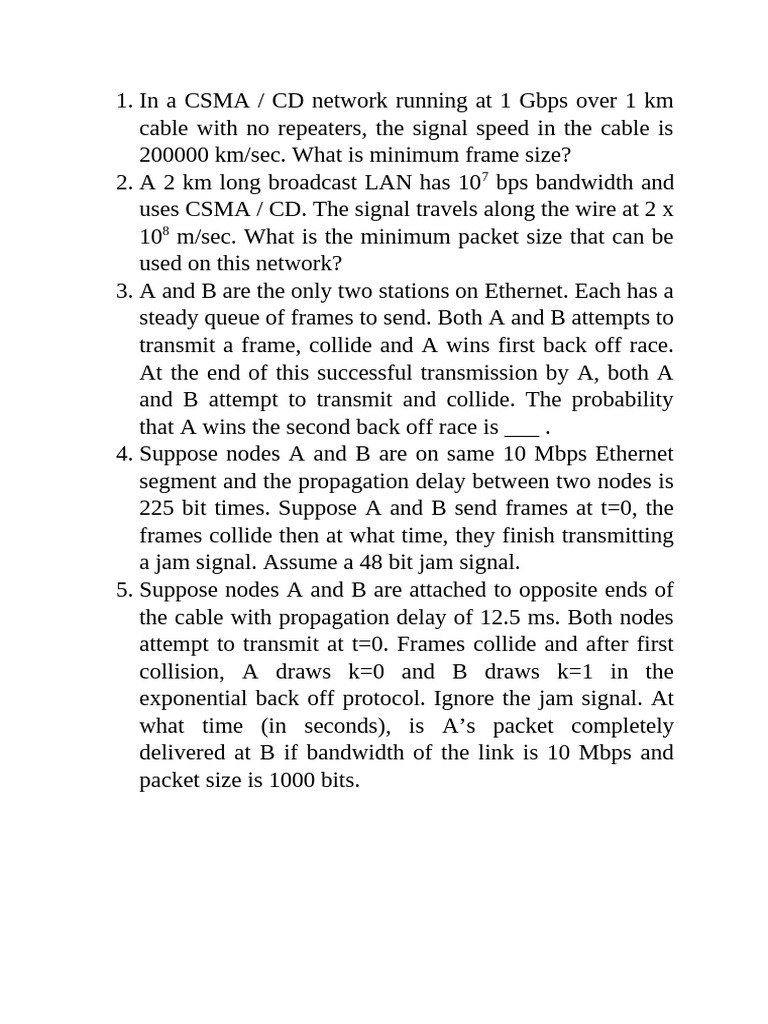 CSMA-CD-Numerical | PDF