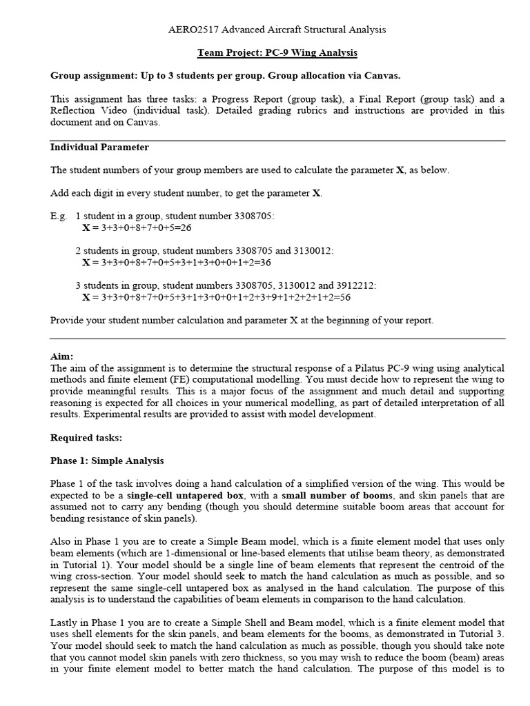 AERO2517 2510 Team-Project | PDF | Bending | Stress (Mechanics)