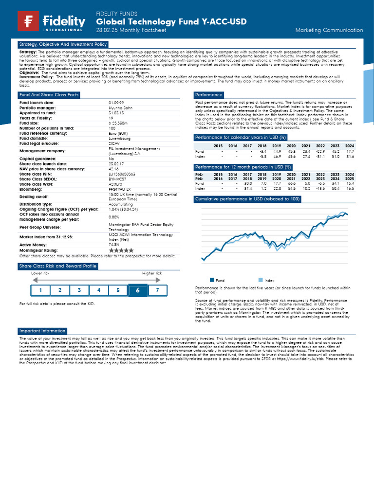 Fidelity Global Technology Fund Factsheet | PDF | Investment Fund ...