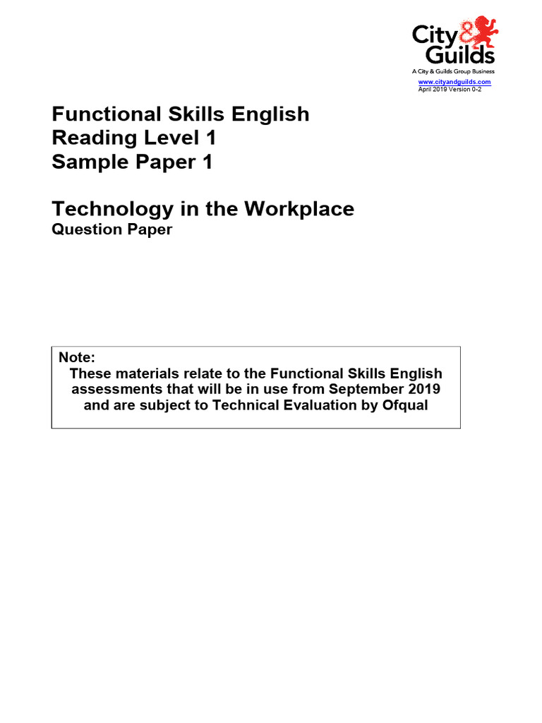 Level 1 Reading Sample Assessment 1 v0 2 PDF | PDF | Literacy ...