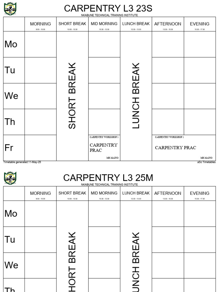 Class Timetable d4 | PDF