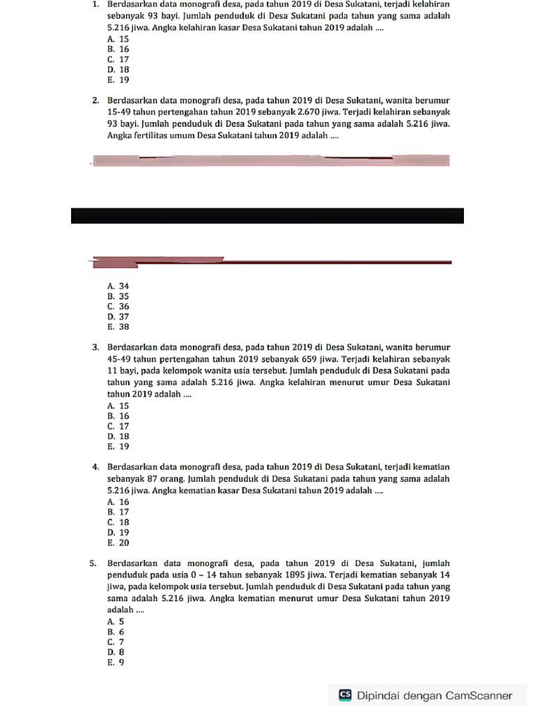 Latihan Soal Demografi | PDF