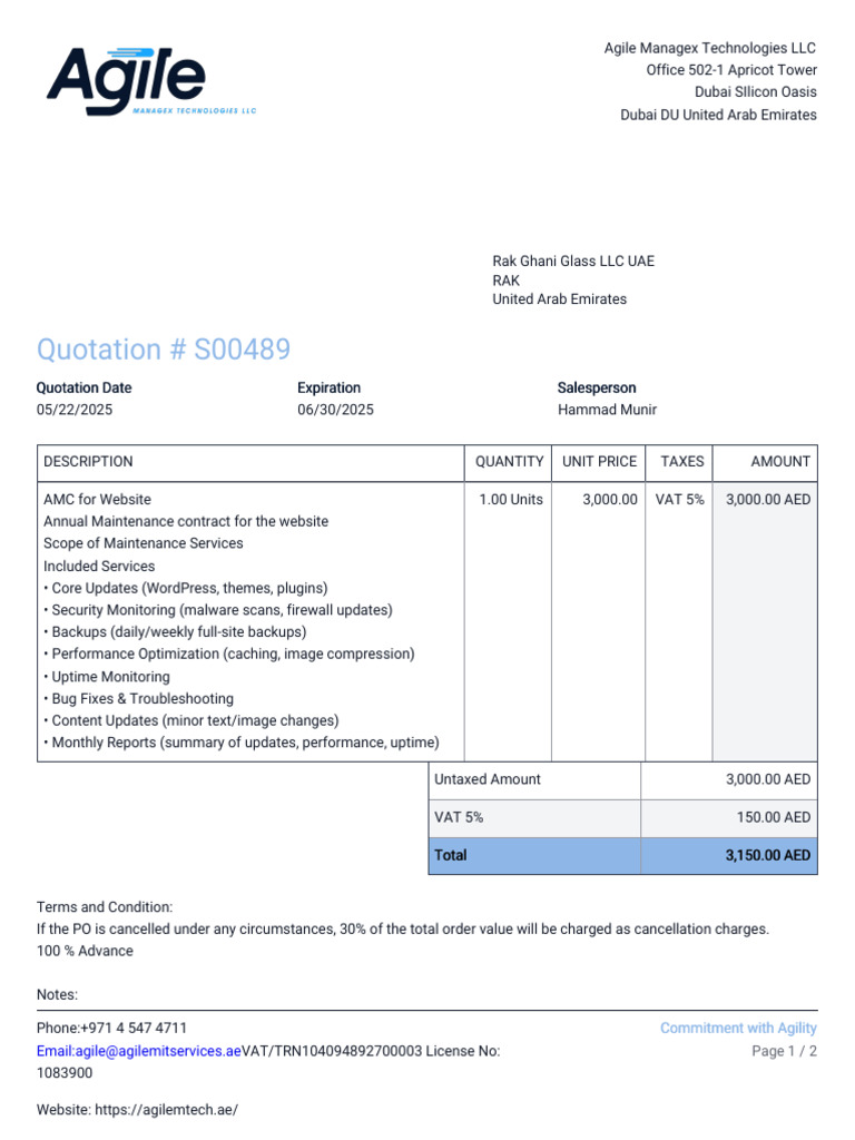 Rak Ghani Quotation - s00489 | PDF | Payments