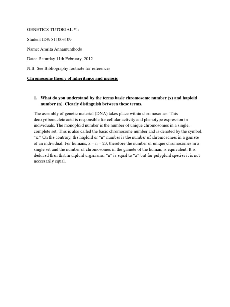 Genetics Tutorial | PDF | Meiosis | Genetic Recombination