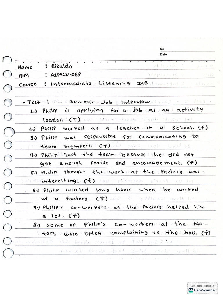 Rizaldo - Test 1 | PDF