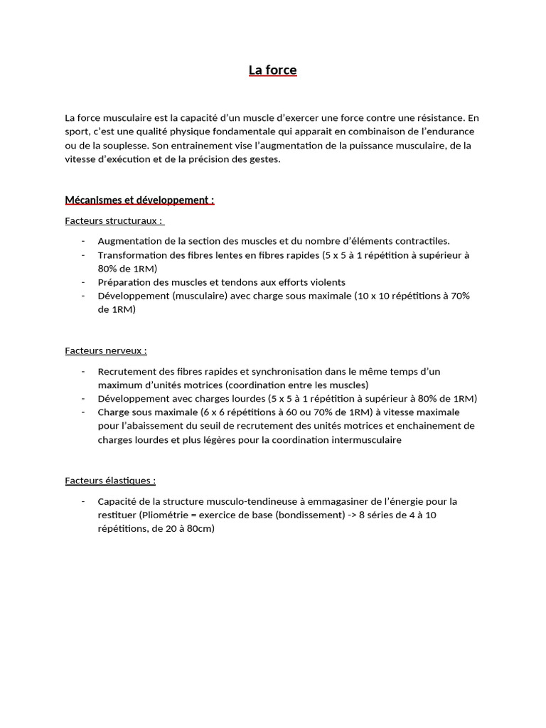 Comprendre la force musculaire en sport | PDF | Muscle squelettique ...