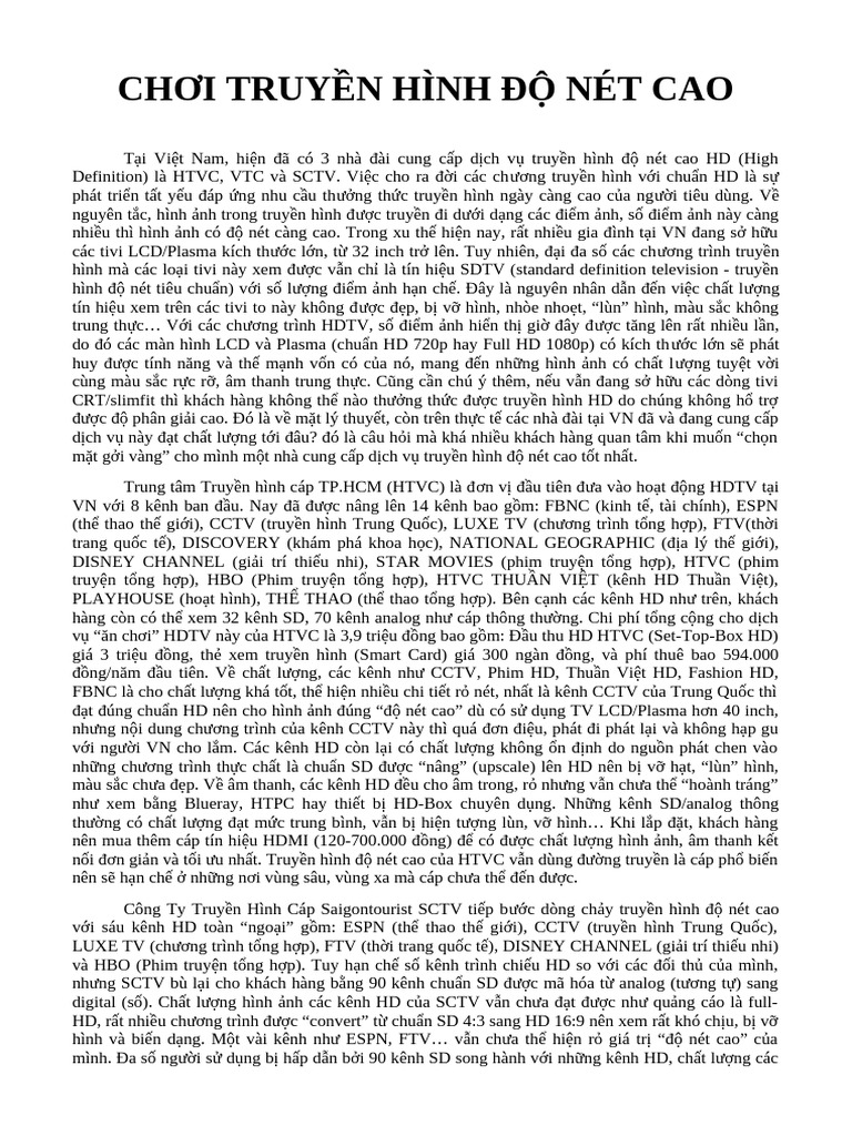 Truyen Hinh Do Net Cao | PDF