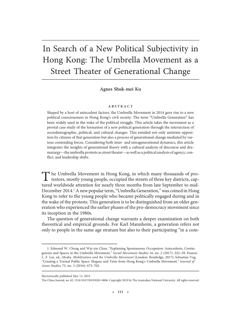 Umbrella Movement: Generational Change in HK | PDF | Hong Kong | Democracy