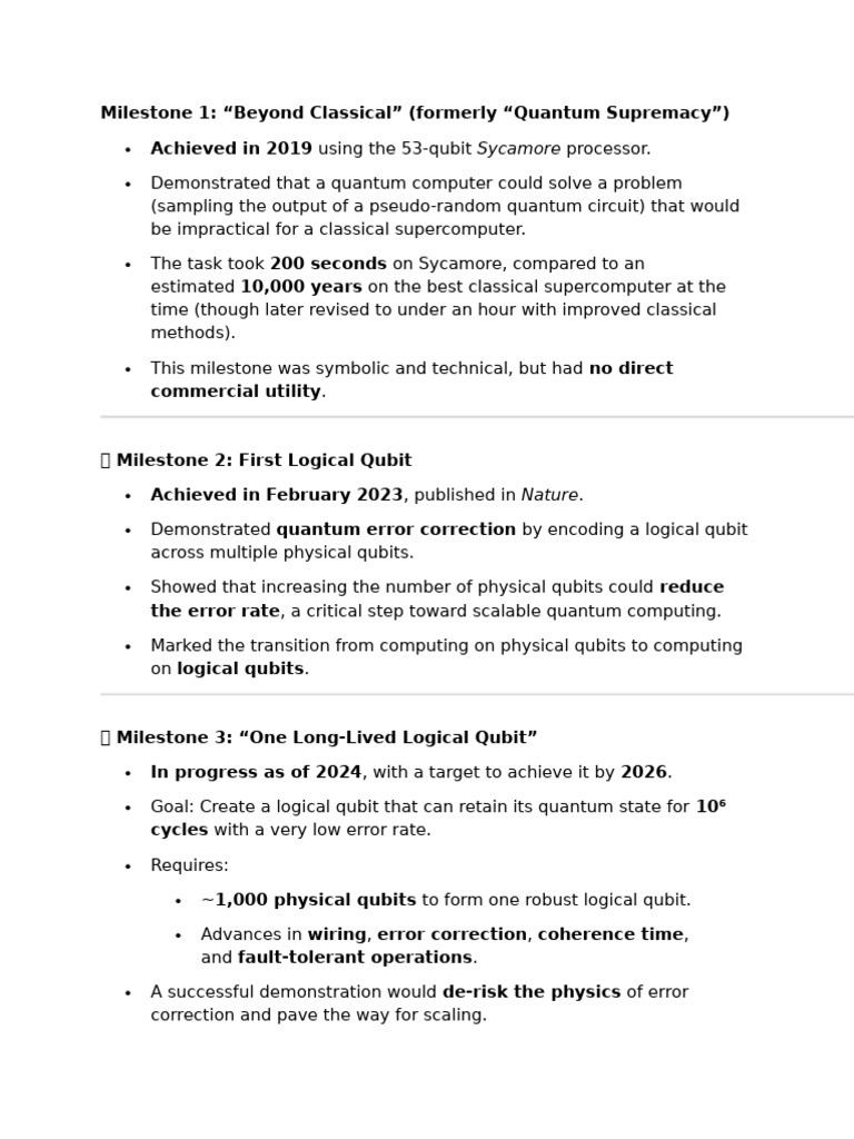 Milestones-Google quantum Ai | PDF