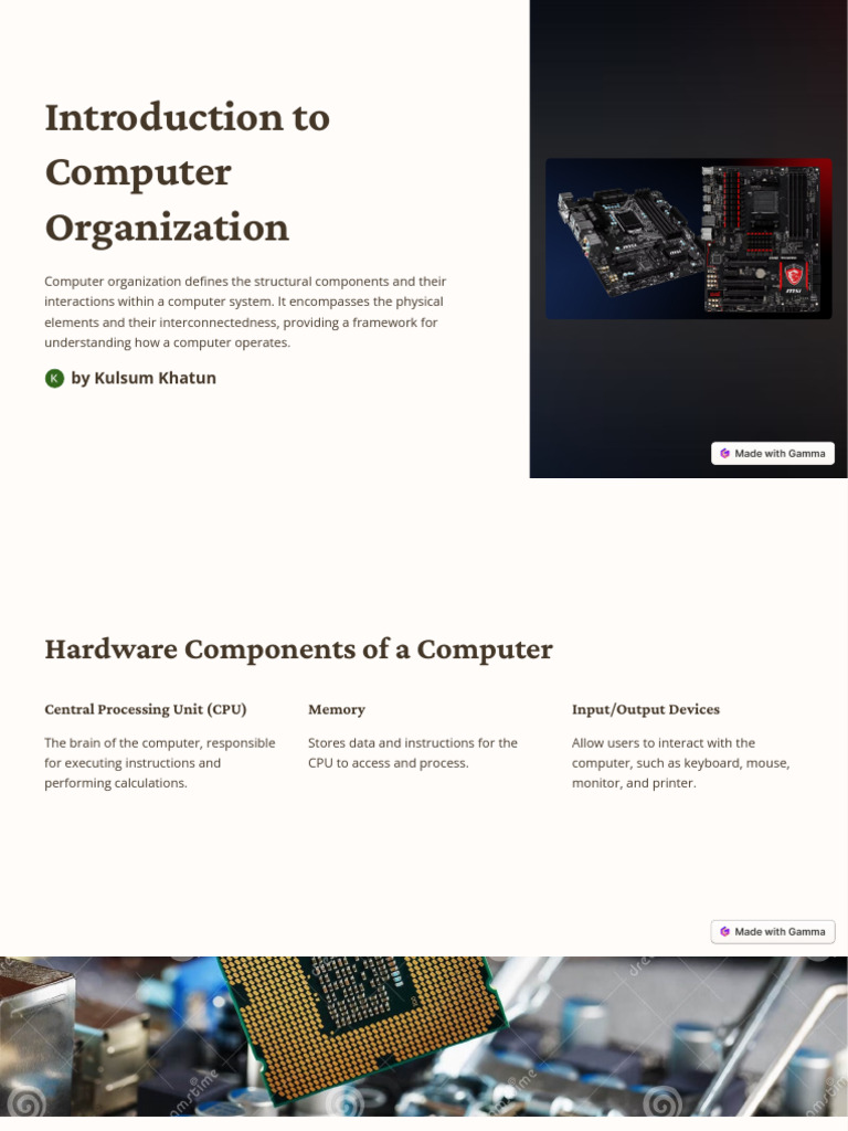Introduction To Computer Organization | PDF | Computer Data Storage | Central Processing Unit