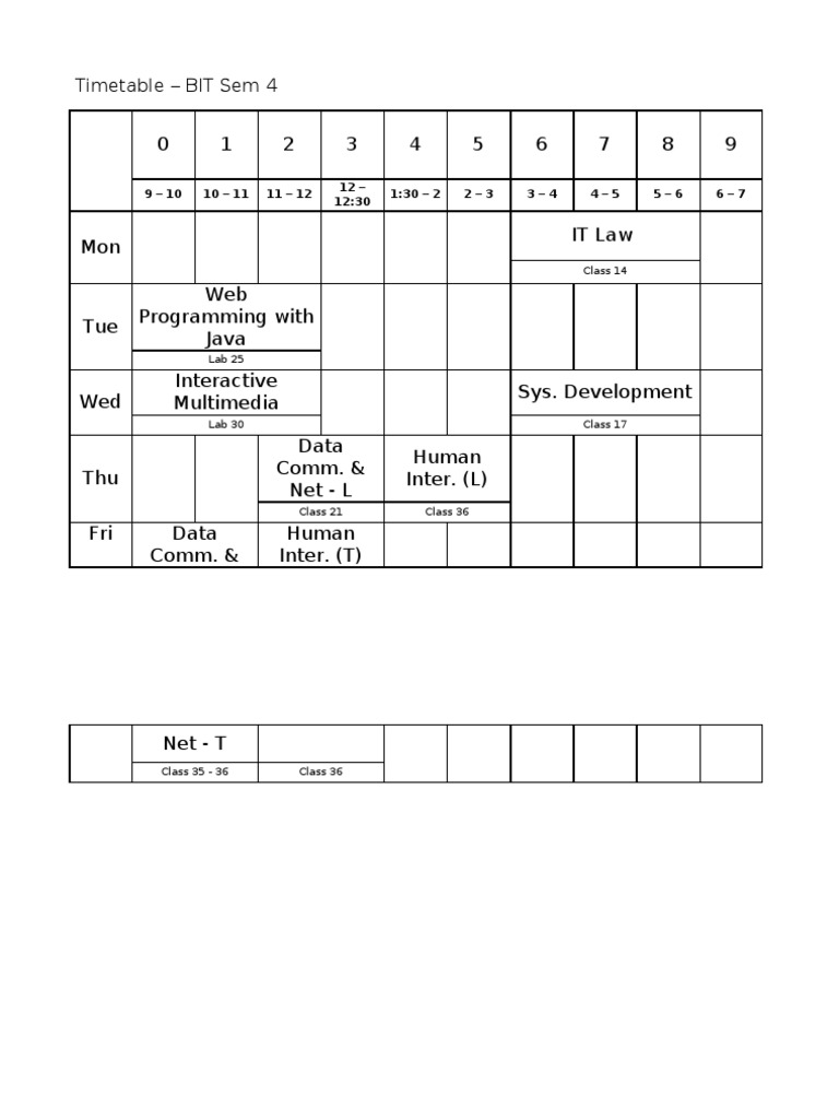 Timetable | PDF | Teaching Methods & Materials | Computers