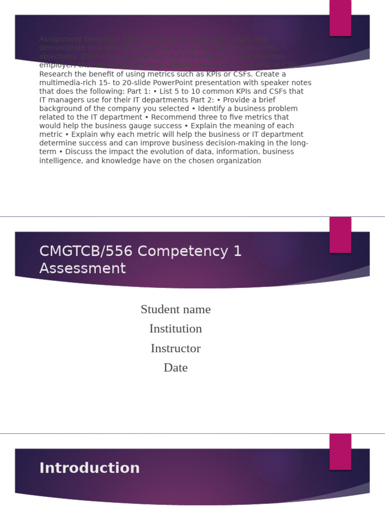 CMGTCB556 Competency 1 Assessment | PDF | Performance Indicator ...
