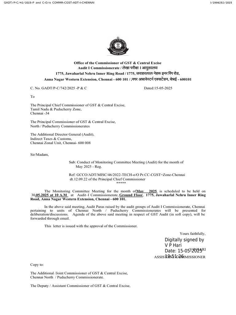 May 2025 MCM intimation letter | PDF | Taxes | Government Finances