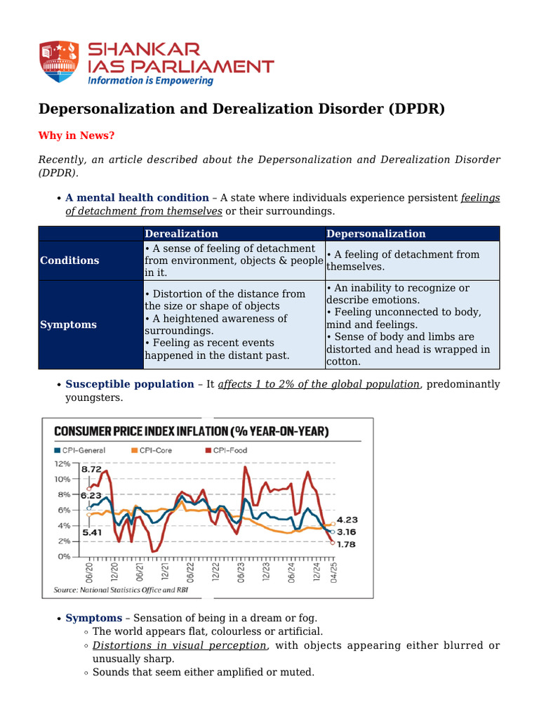 Depersonalization and Derealization Disorder DPDR | PDF