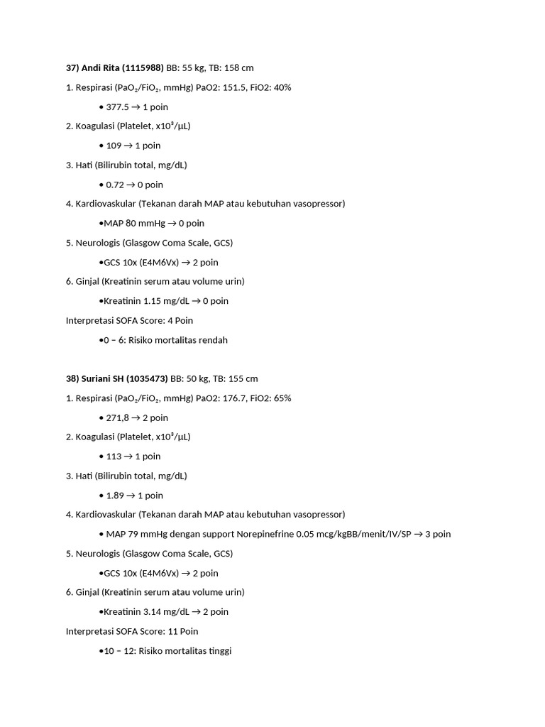 Taruli Sofa Score | PDF | Hematology | Coma