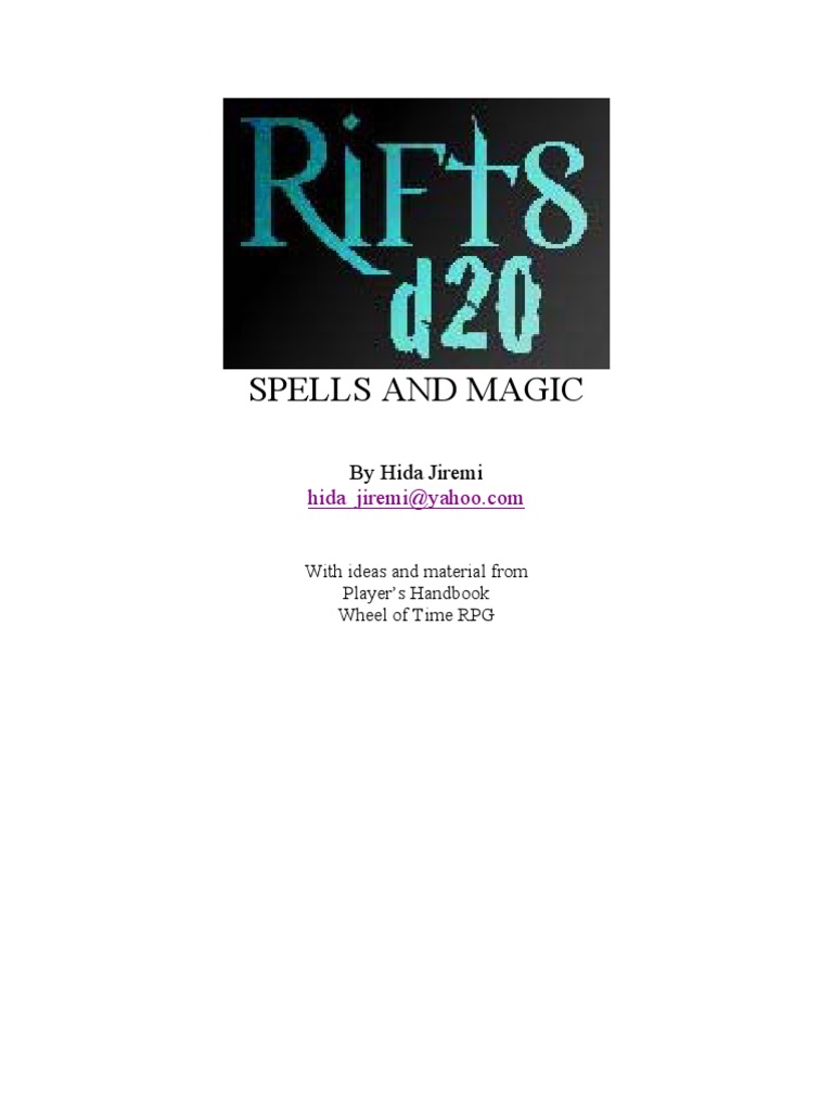 d20 - Rifts - Spells and Magic | PDF | Magic (Paranormal) | Perception