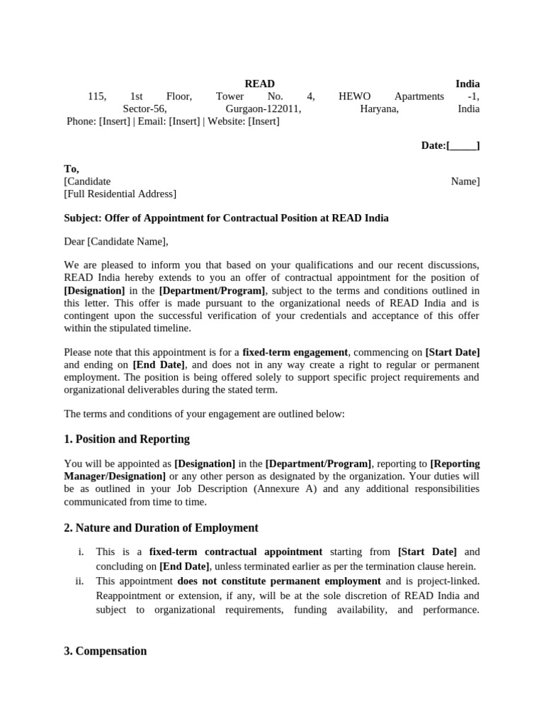 Offer Letter For Contractual Position | PDF | Information Security ...