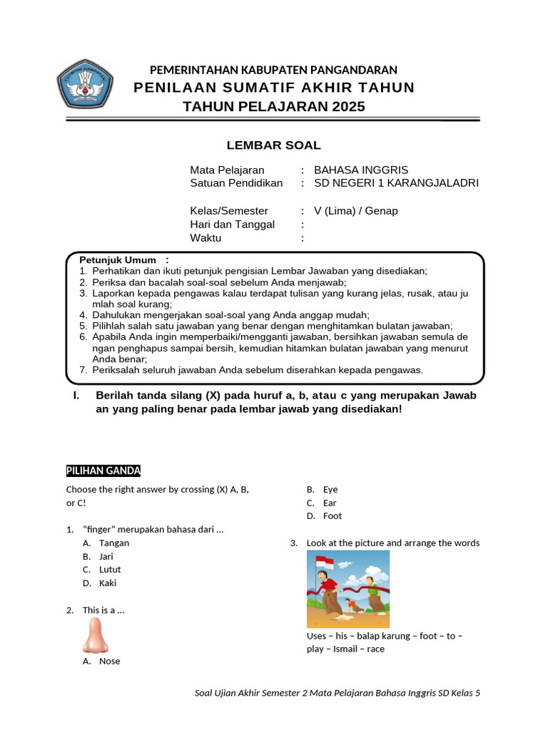 Sas 2 Kelas 5 - B Inggris | PDF