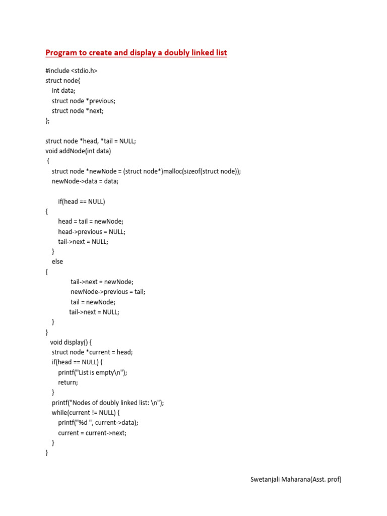 Doubly Linked List Program | PDF | Algorithms And Data Structures | Computing