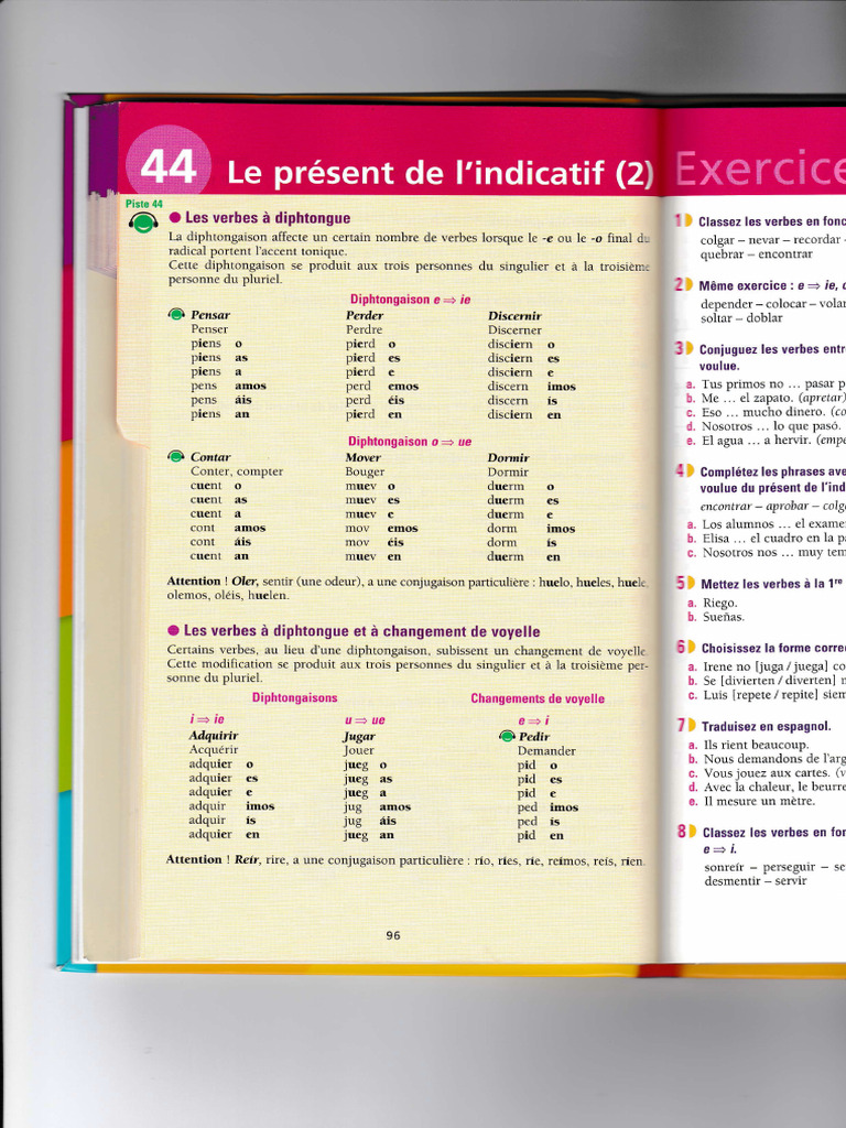 Conjugaison des verbes à diphtongue | PDF | Relations syntaxiques | Syntaxe