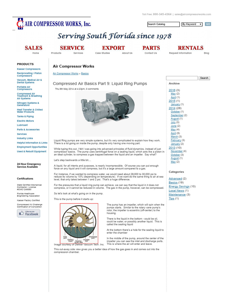 Compressed Air Basics Part 9 - Liquid Ring Pumps | PDF | Pump | Gases