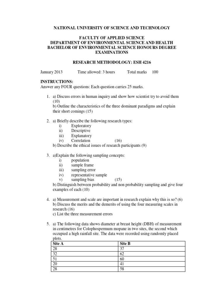 ESH4216201301 Research Methodology | PDF | Sampling (Statistics) | Science