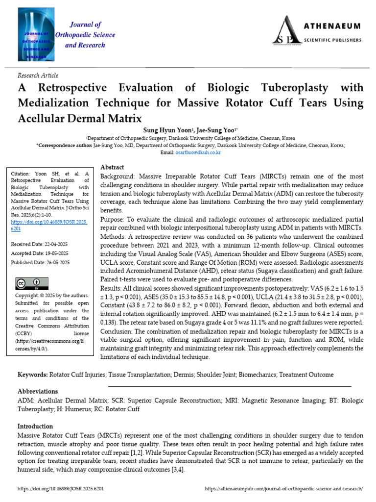 A Retrospective Evaluation of Biologic Tuberoplasty With Medialization ...