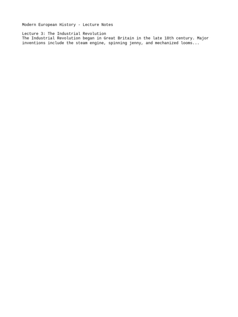 Modern European History Lecture Notes | PDF