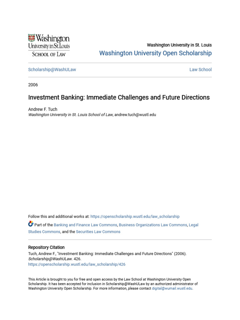 Investment Banking - Immediate Challenges and Future Directions | PDF ...