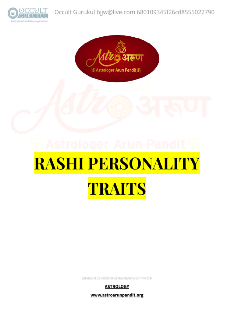 Rashi Personality Traits | PDF | Hindu Astrology | Love