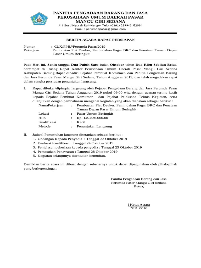 1a. BA Rapat Persiapan | PDF