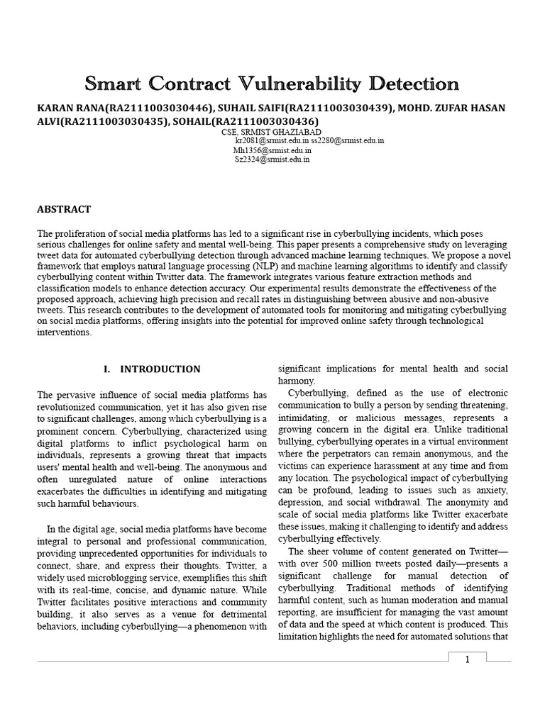 Smart Contract Vulnerability Detection | PDF | Support Vector Machine | Machine Learning