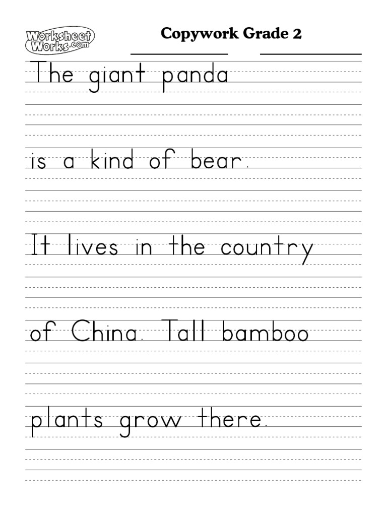 WorksheetWorks Copywork Grade 2 16 | PDF