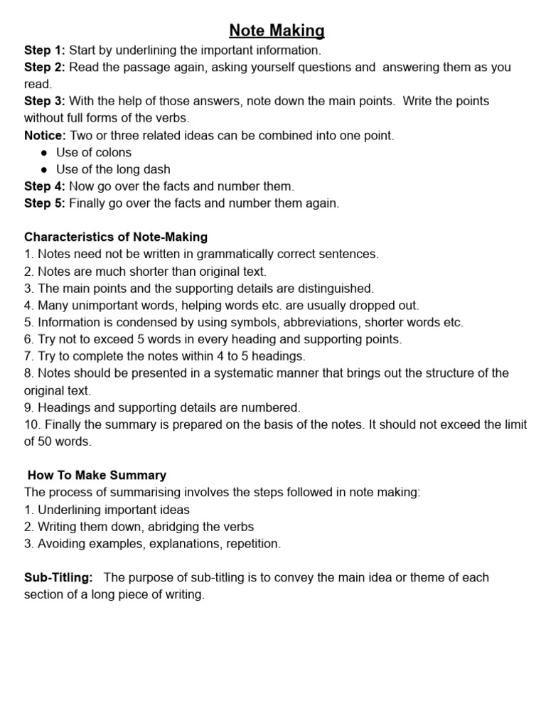 Effective Note-Making Techniques | PDF | Word | Zoology