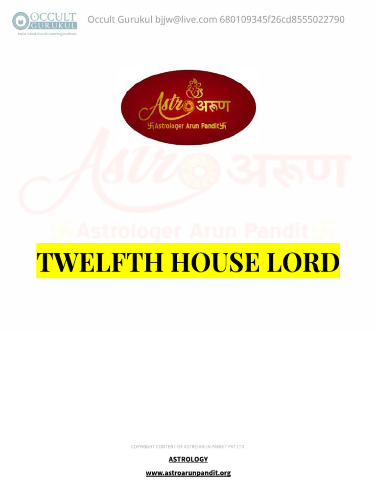 1-Twelfth House Lord Houses | PDF