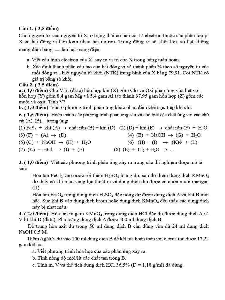 HSG Hóa - BT 1 | PDF