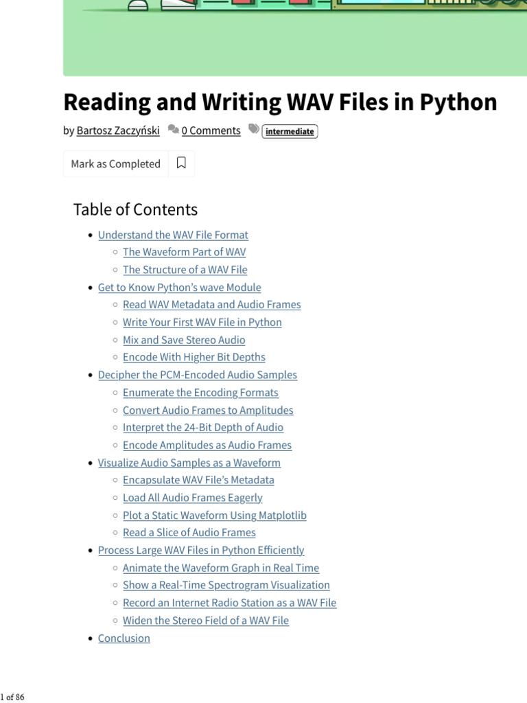 Reading and Writing WAV Files in Python – Real Python | PDF | Integer ... Reading and Writing WAV Files in Python – Real Python | PDF | Integer ...