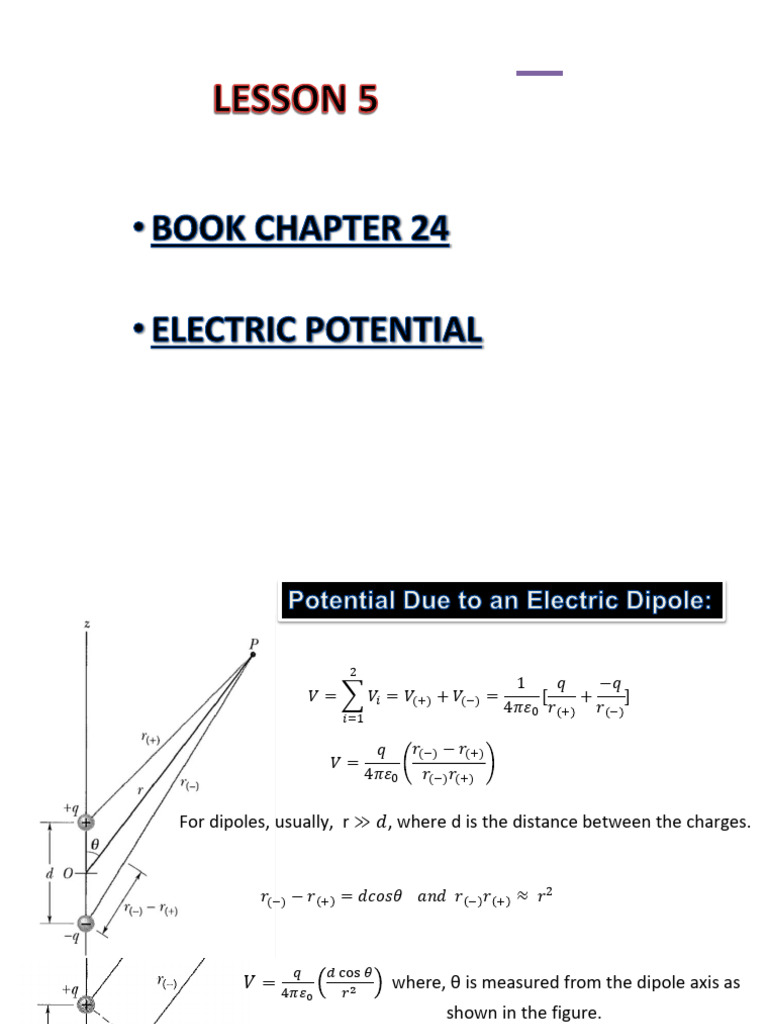 Phy 1 LESSON 5 (Final Term Spring 2024-25) | PDF | Electric Field | Mathematical Physics