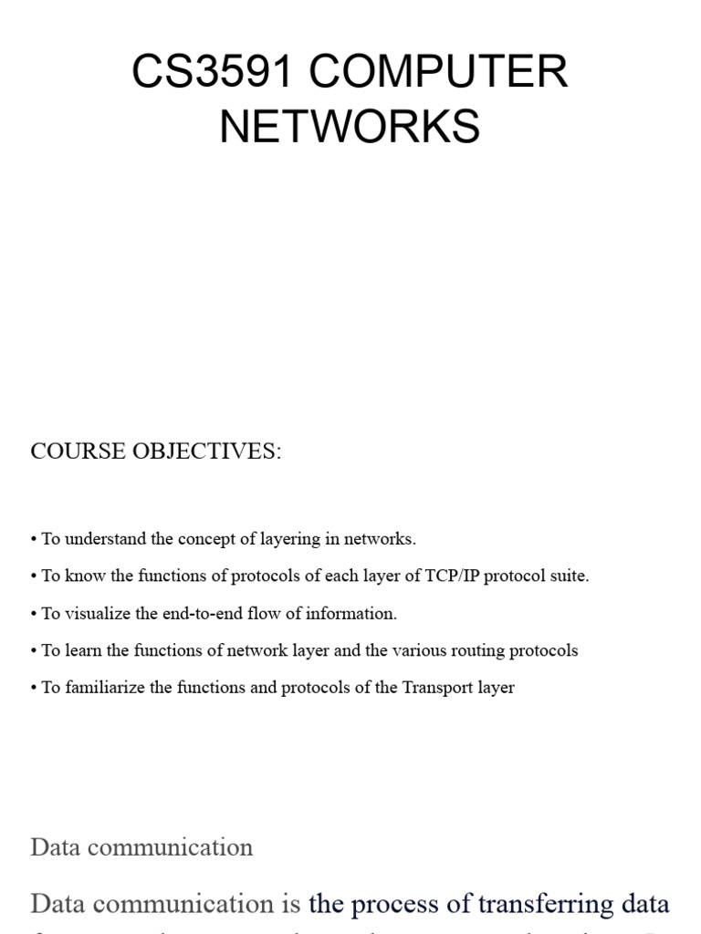 Cs3591 Computer Networks | PDF | Network Topology | Internet Protocol Suite