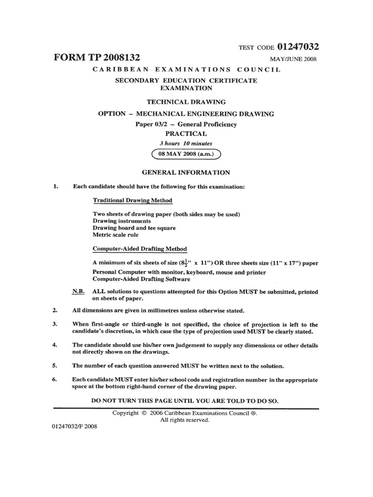 CSEC TD MayJune P3 2008 | PDF