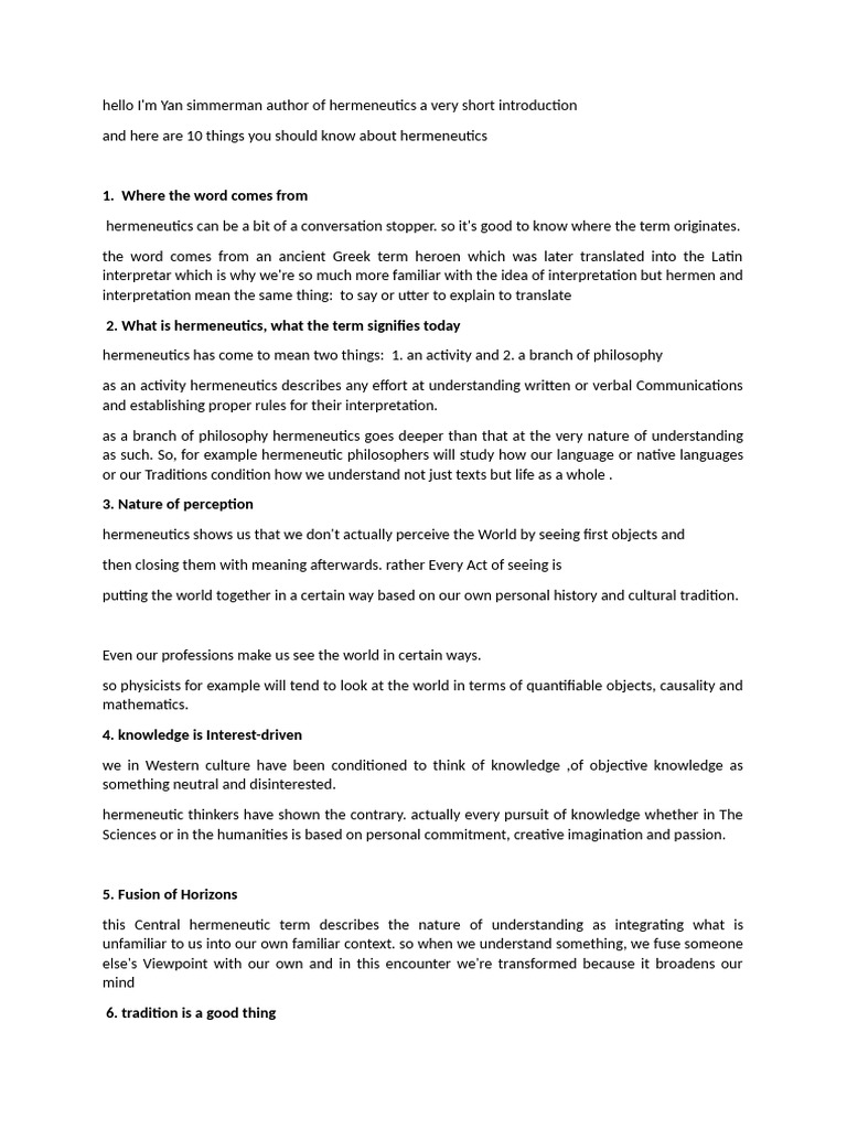 Key Insights on Hermeneutics | PDF | Hermeneutics | Knowledge